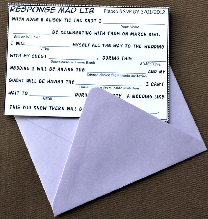 Response Cards Unique Original Customized | Etsy