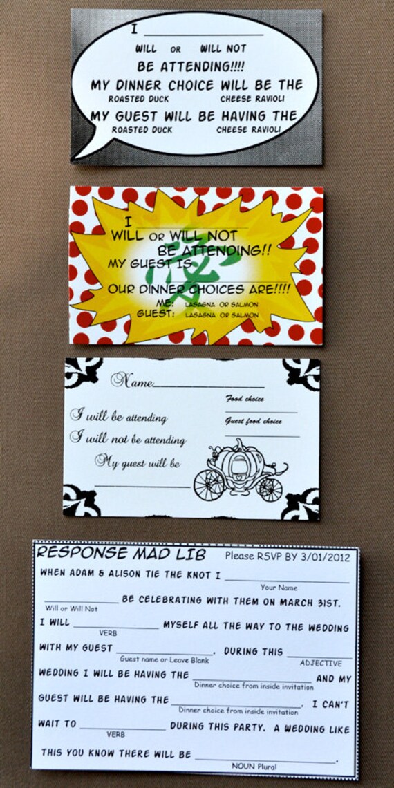Response Cards Unique Original Customized | Etsy