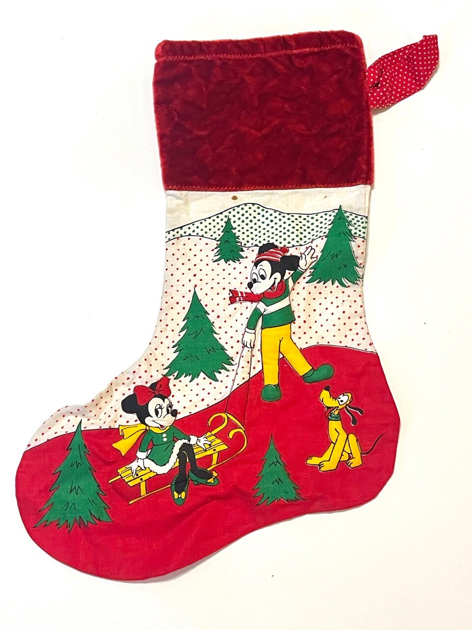 Disney 1920s Mickey Minnie Mouse Stocking Sledding Pluto Dog - Etsy