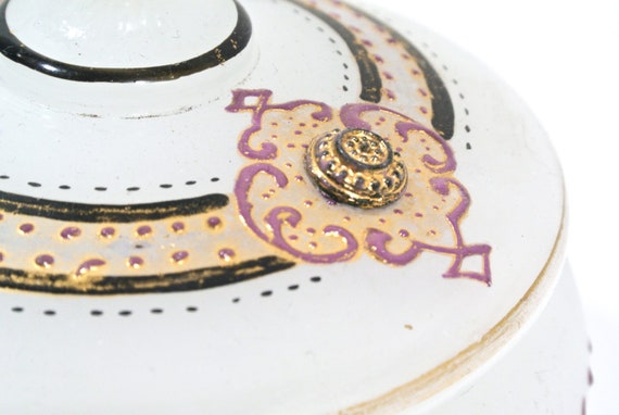 RARE Victorian Frosted Glass Vanity Powder Jar Lidded… - Gem