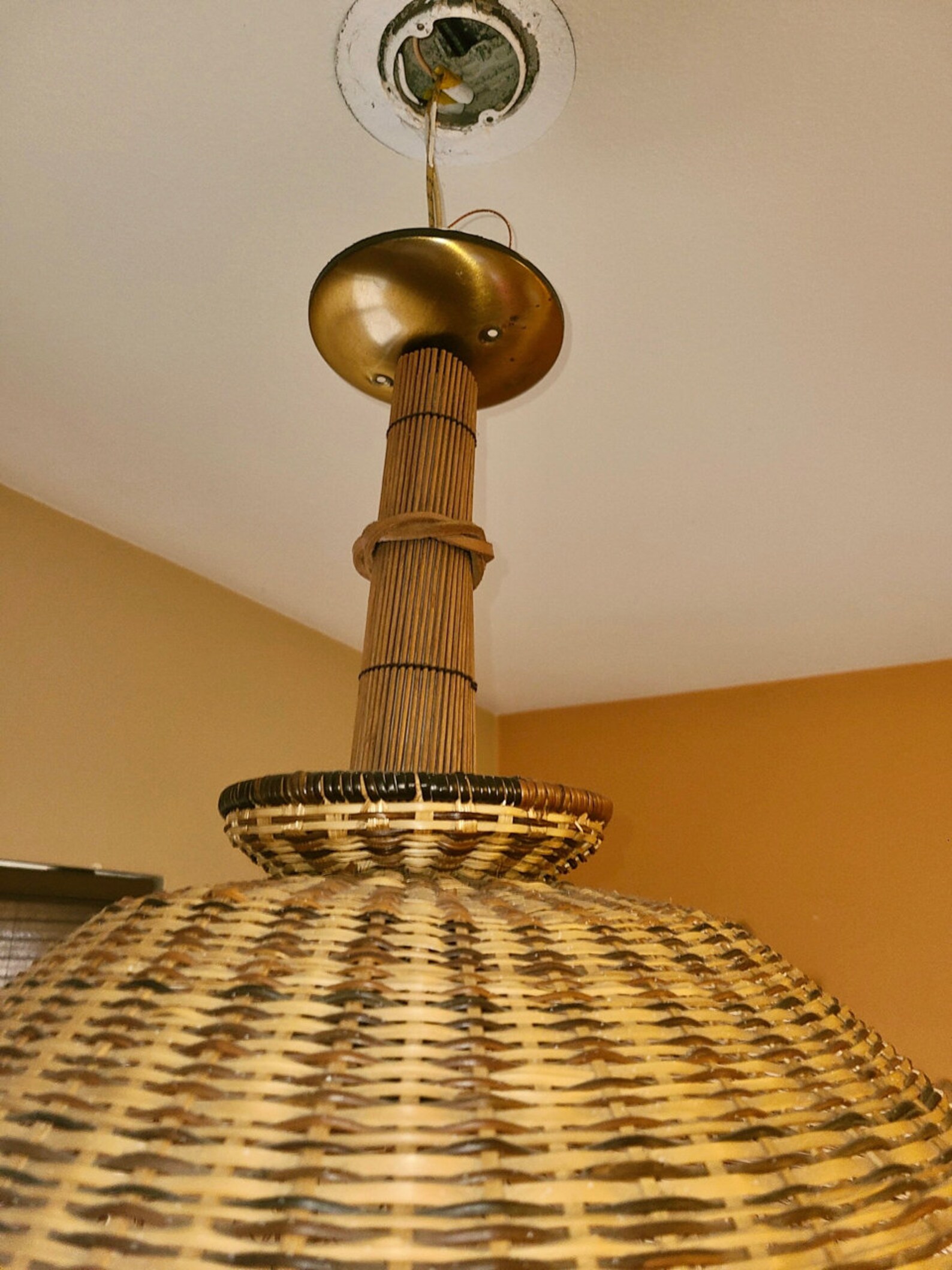 Vintage MCM Rattan Bamboo Reed Ceiling Light Shade Fixture | Etsy