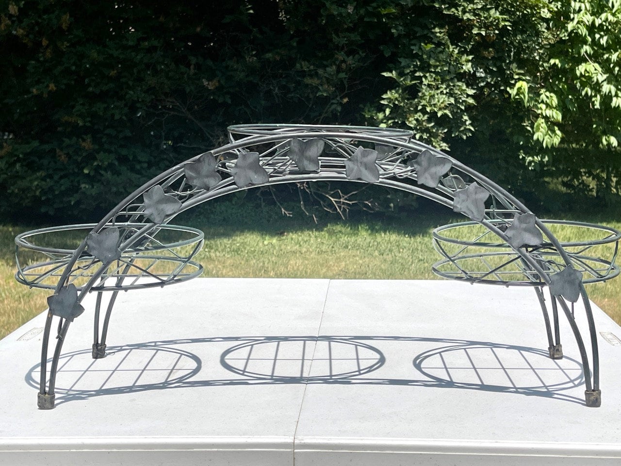 MCM Metal Plant Stand Tiered Garden Display Vintage Antique Dark Green ...