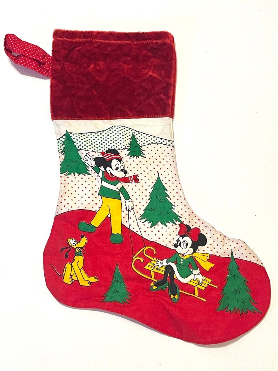 Disney 1920s Mickey Minnie Mouse Stocking Sledding Pluto Dog - Etsy