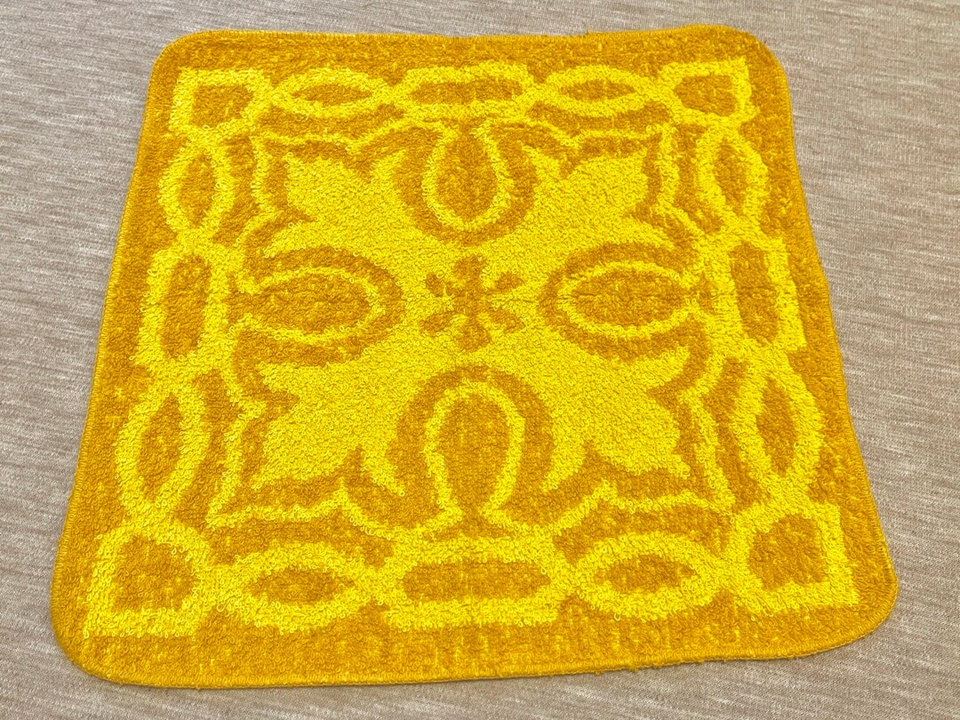 HTF Vintage MCM Yellow Reversible Washcloth MOD Goldenrod Cross ...