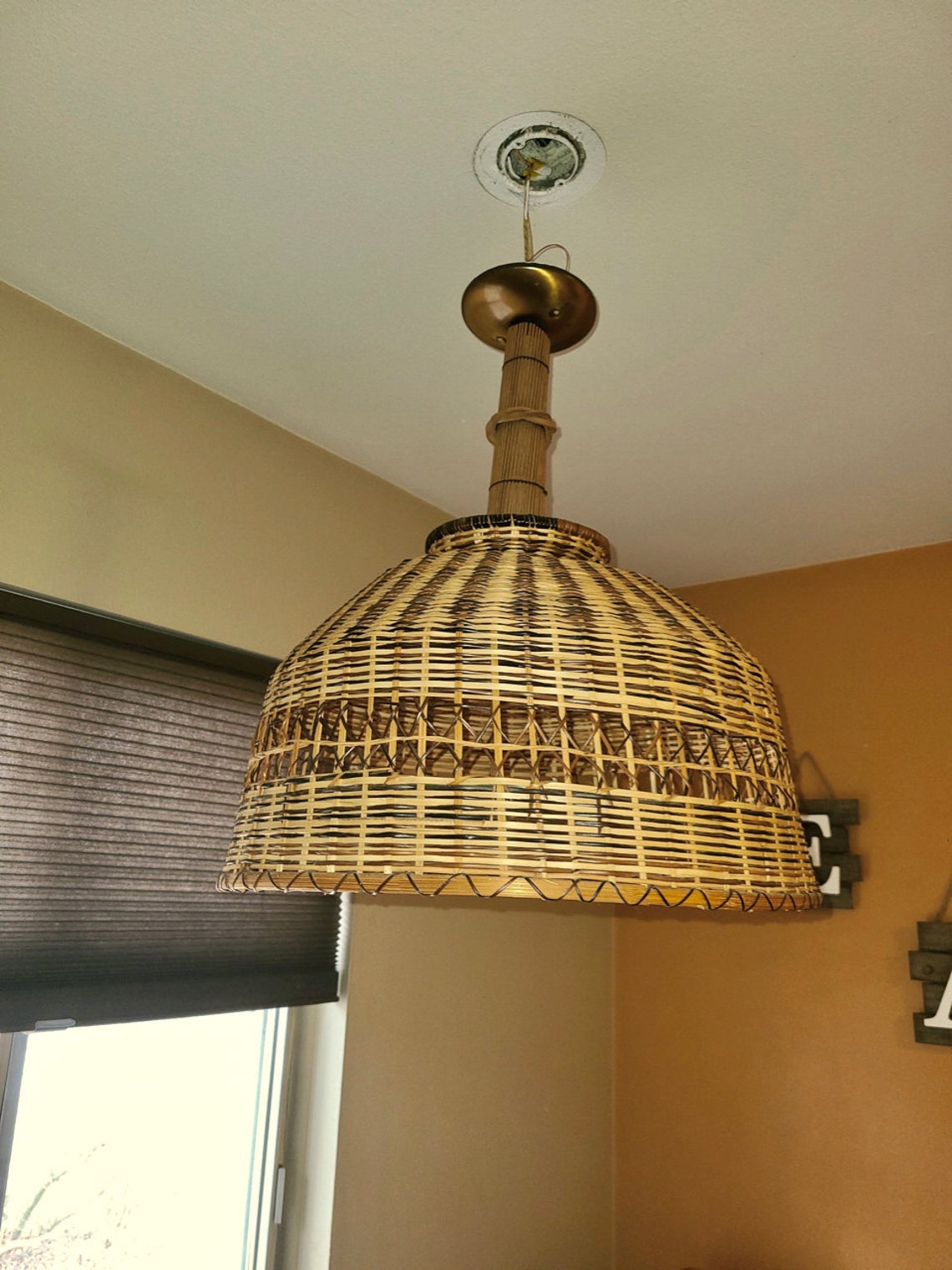 Vintage MCM Rattan Bamboo Reed Ceiling Light Shade Fixture | Etsy