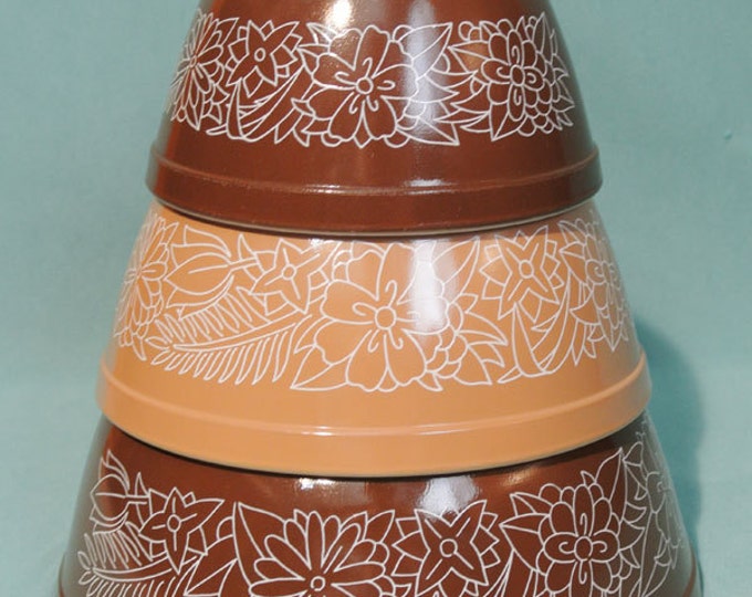Vintage Brown/tan Woodland Pyrex Mixing Bowls Set of 3 - Etsy