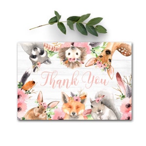 Woodland Animals Thank You Card, Woodland Friends Thank You, Thank You ...