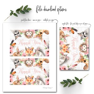 Woodland Animals Thank You Card, Woodland Friends Thank You, Thank You ...