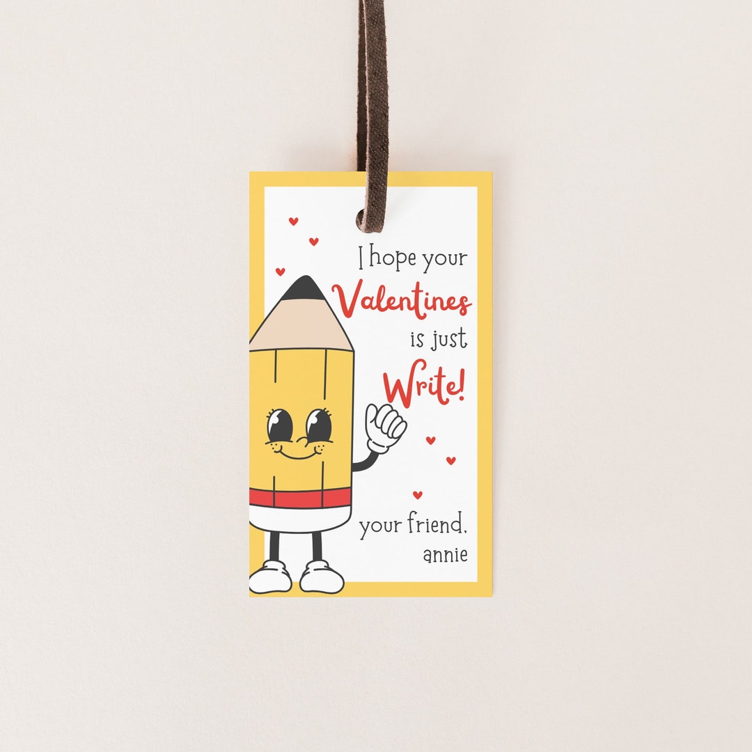Editable Pencil Valentine's Day Tag Just Write Valentine Preschool Card ...