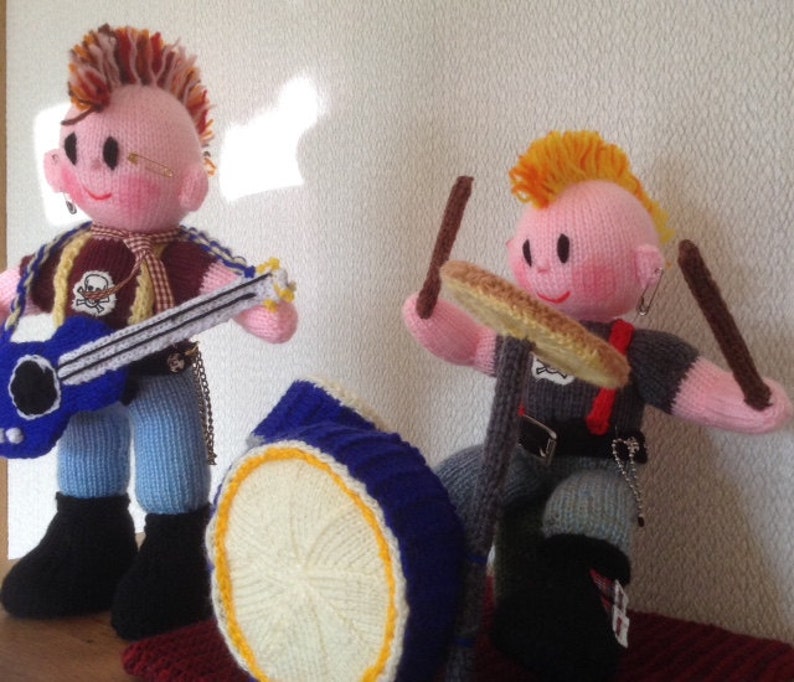 The Rock Band Drummer & Guitarist Toy Knitting Pattern - Etsy