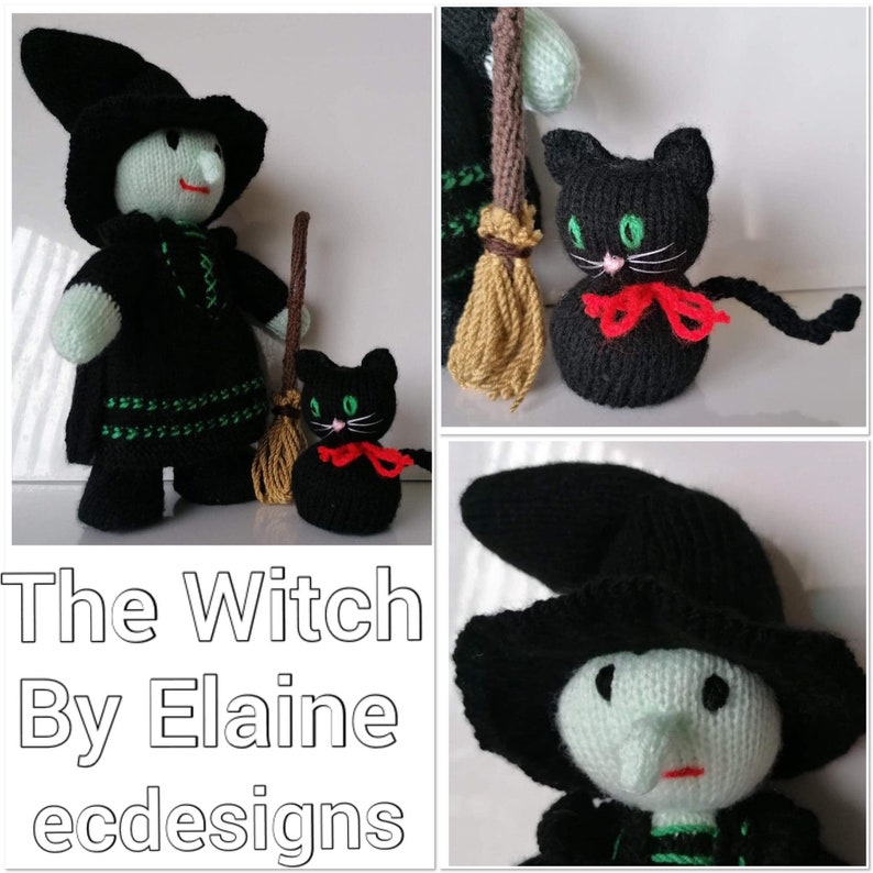 Witch & Black Cat Knitting Pattern | Etsy
