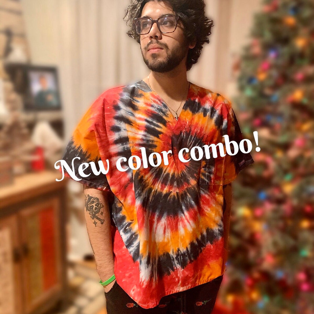 NEW TO SHOP, Groovy Men's Clothing, Plus Size Men's Scrub Top, Tie Dye ...