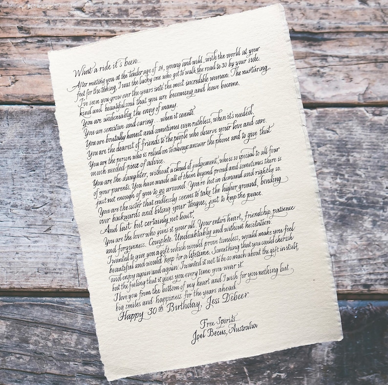 Handwritten Love Letter Custom Calligraphy Service Personalized Love ...
