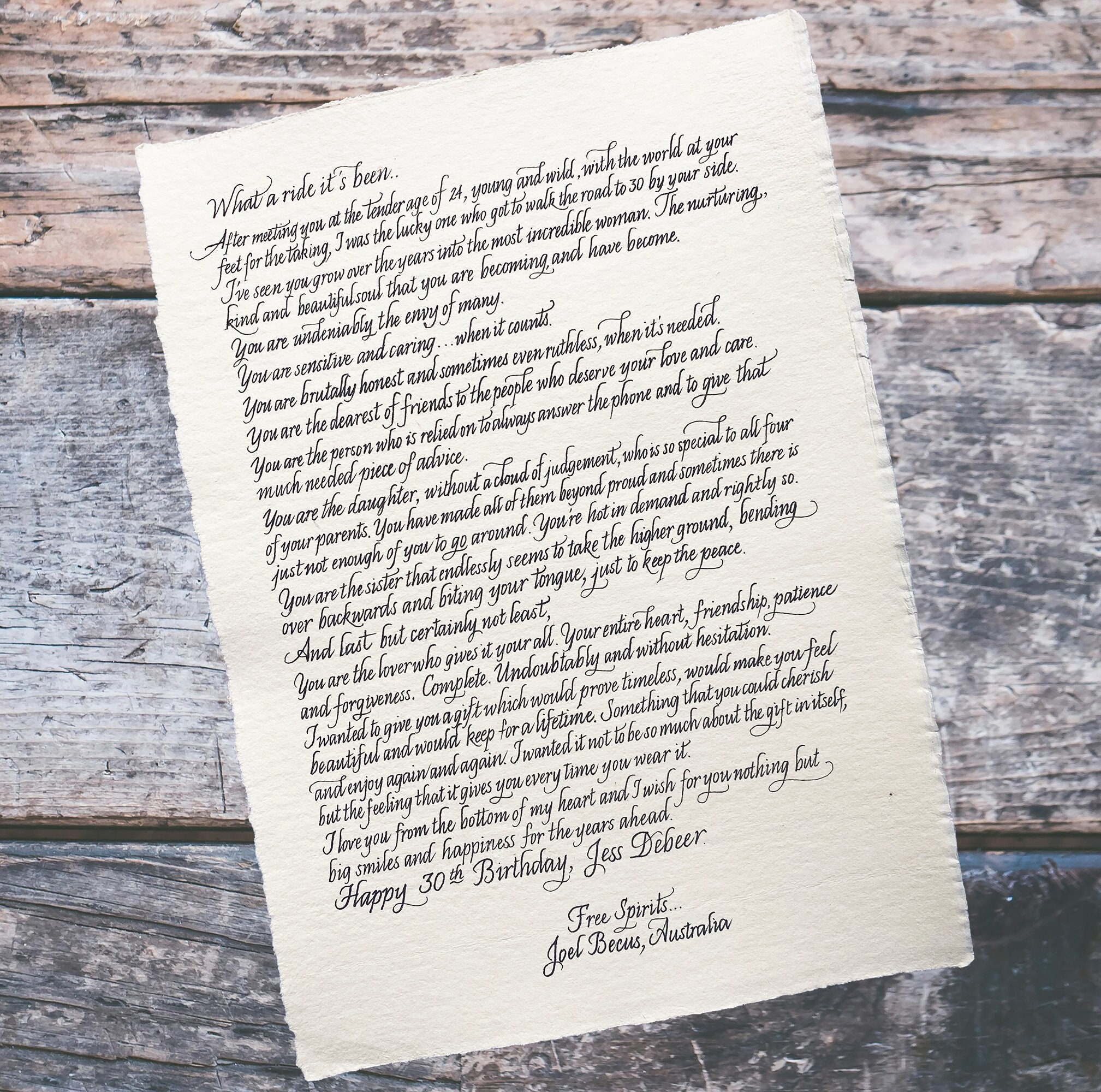 Handwritten Love Letter Custom Calligraphy Service Personalized Love