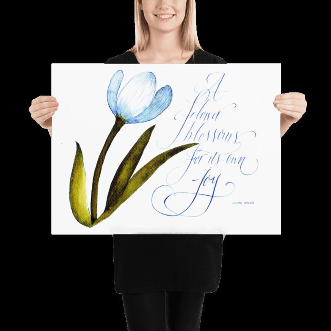 Calligraphy Wall Art Handwritten Quote Watercolor Flower Painting ...