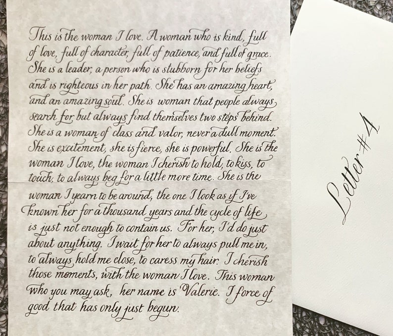 Custom Calligraphy Letter, Personalized Artwork for Anniversary Gift ...