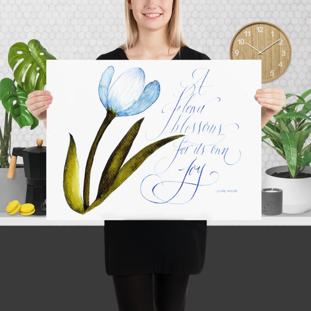 Calligraphy Wall Art Handwritten Quote Watercolor Flower Painting ...