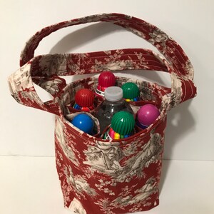 Red Toile Design -lucky Bingo Bag-bingo Tote-organizer Caddy Tote ...