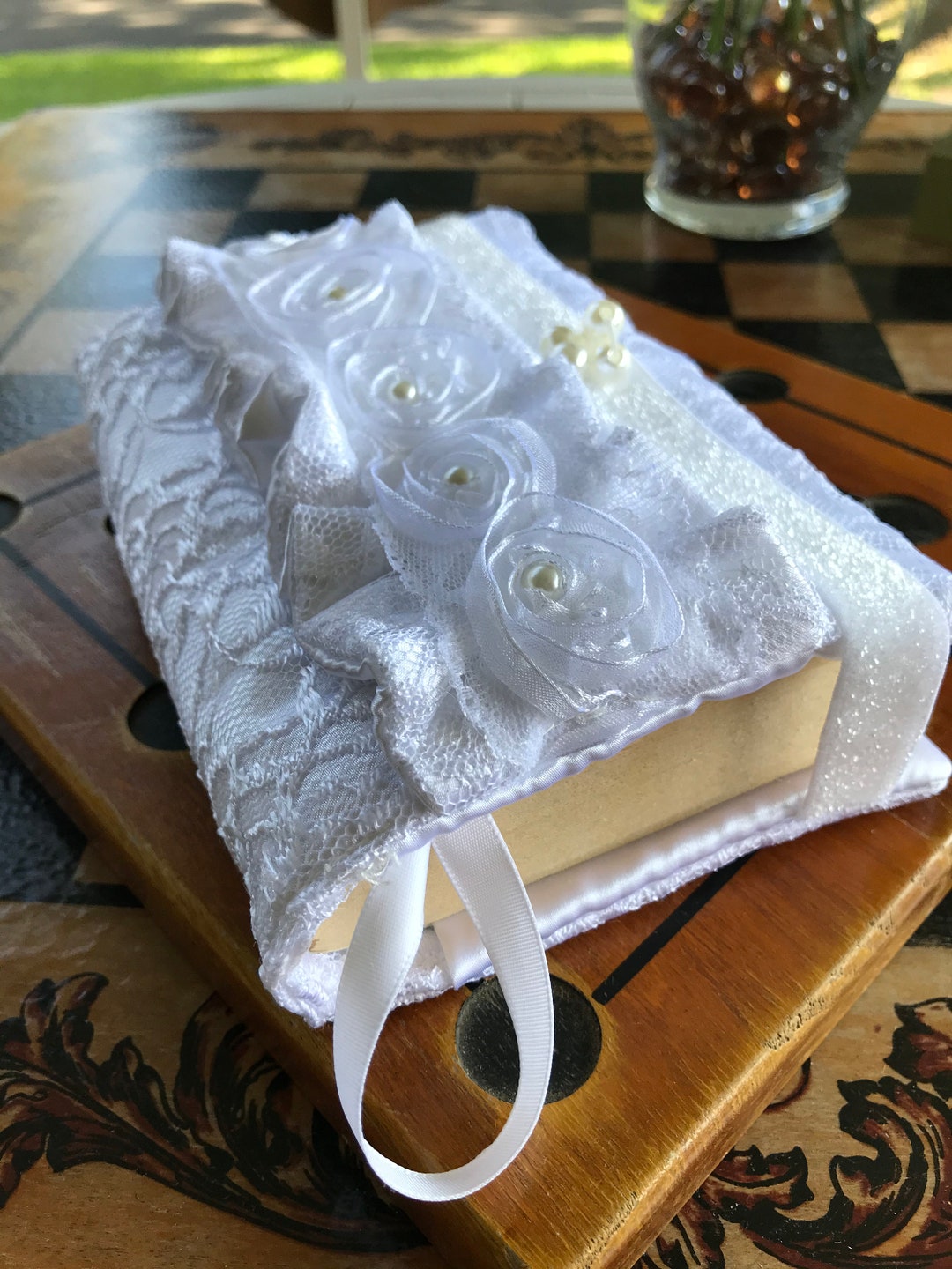 Beautiful Satin White and Lace Design Bible Cover -ceremony - Baptism ...