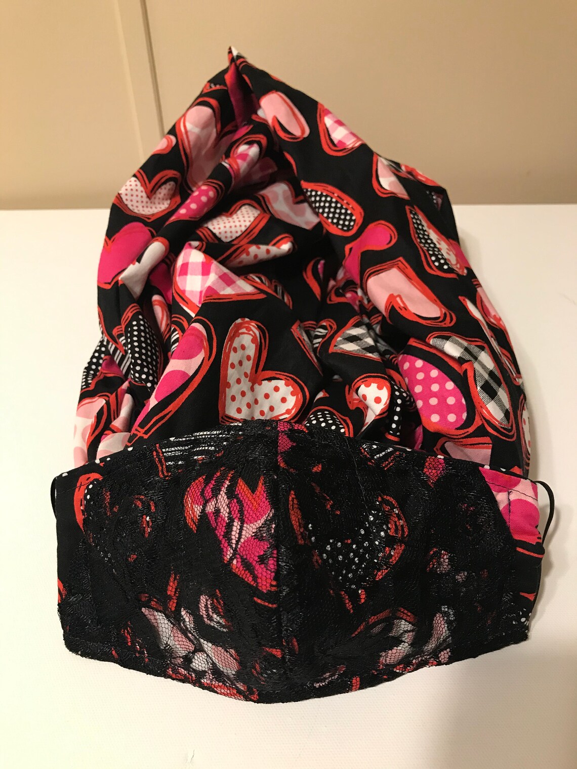 Infinity Scarf Face Mask Warm and Cozy Hearts Lace Face - Etsy