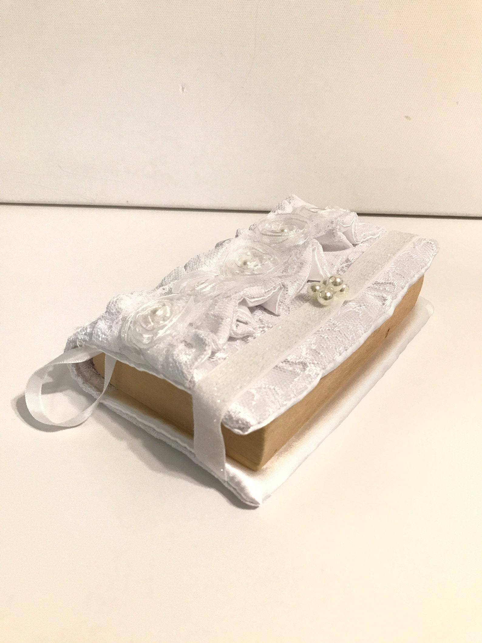Beautiful Satin White and Lace Design Bible Cover ceremony - Etsy