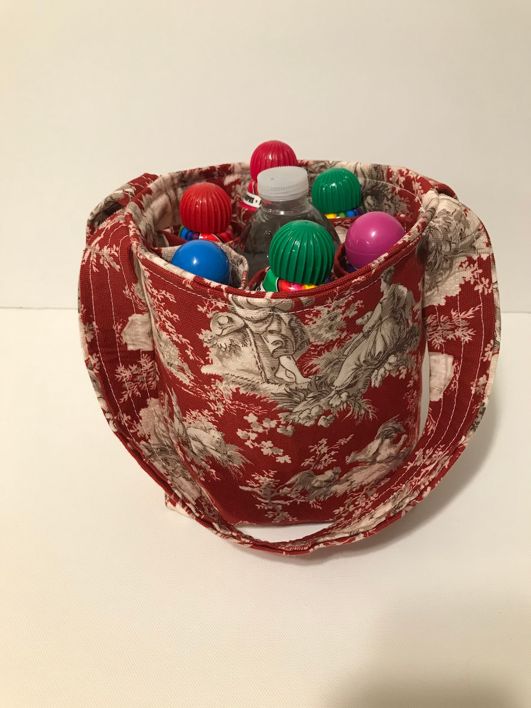 Red Toile Design -lucky Bingo Bag-bingo Tote-organizer Caddy Tote ...