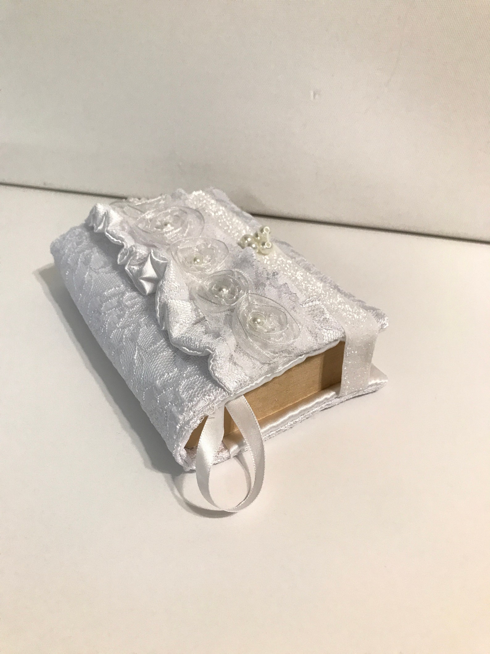 Beautiful Satin White and Lace Design Bible Cover ceremony - Etsy