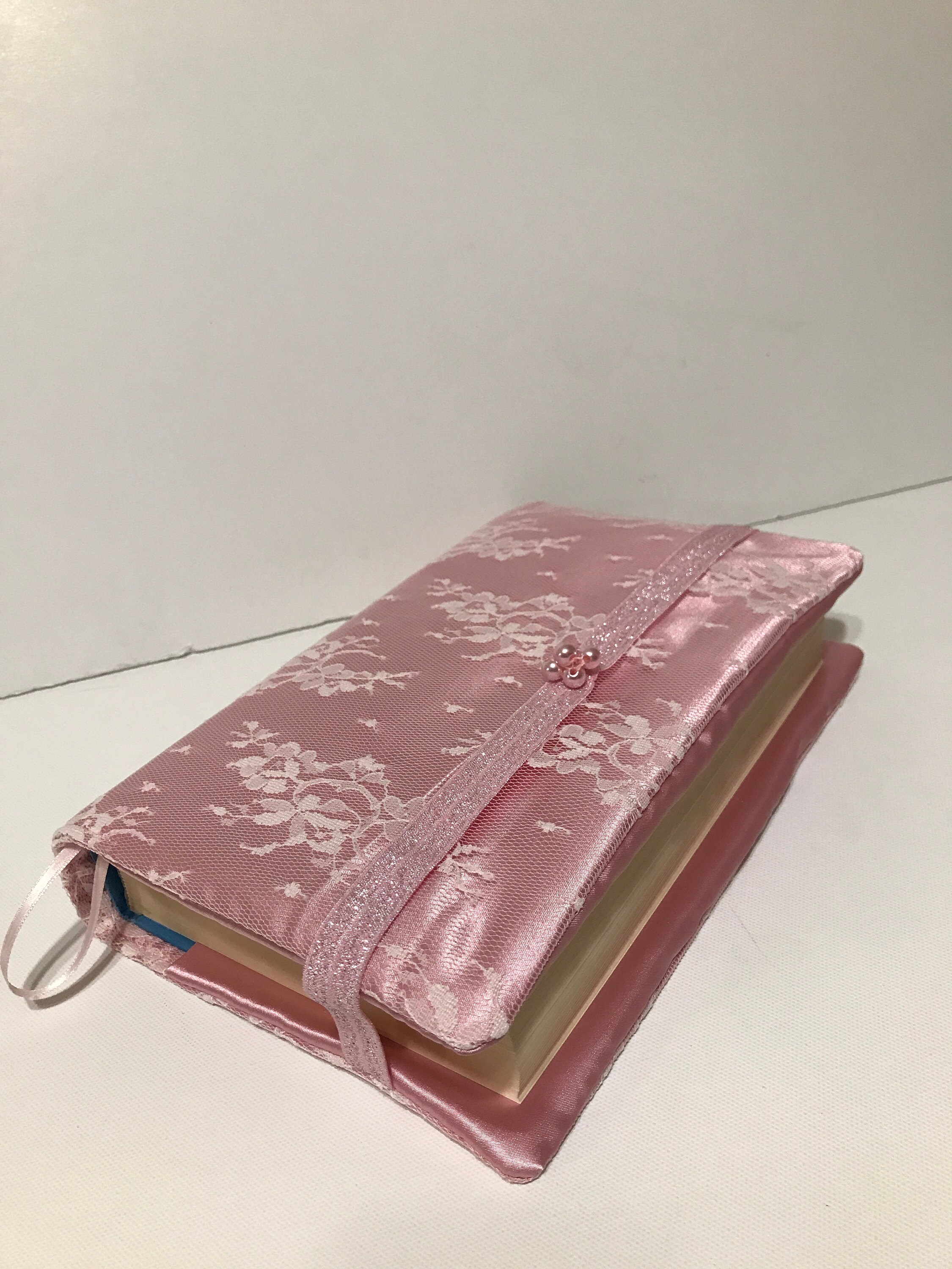 Beautiful Blush Satin and Lace Design Bible Cover Holy | Etsy