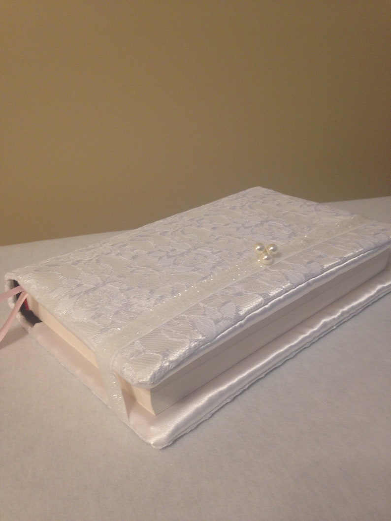 Beautiful Satin White and Lace Design Bible Cover ceremony | Etsy