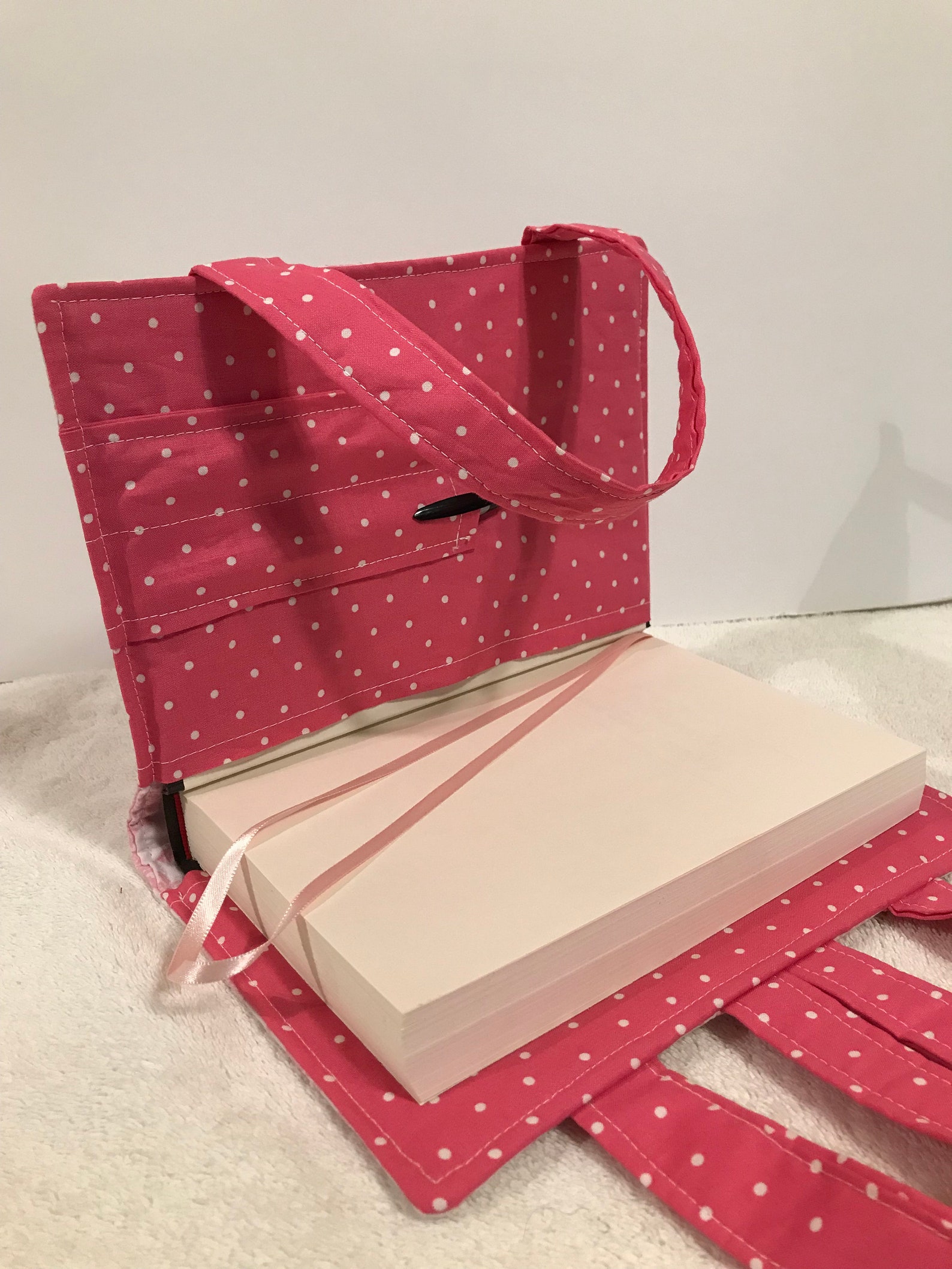 Beautiful Pink Damask Pink White Dots Bible Cover With Handles 9.5l X 6 ...