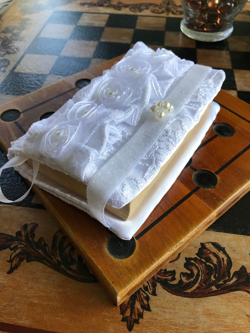 Beautiful Satin White and Lace Design Bible Cover ceremony - Etsy