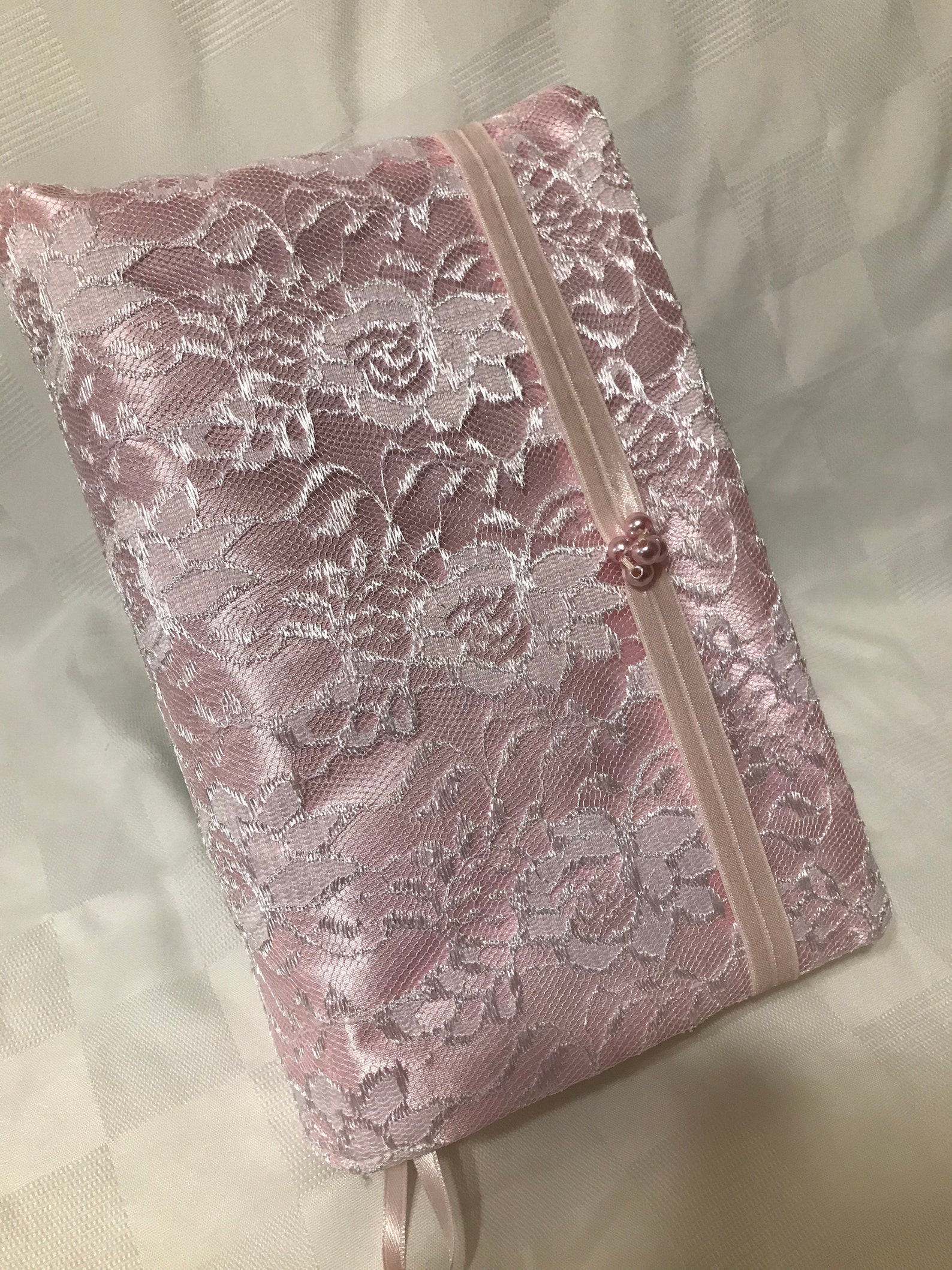 Beautiful Satin Pink and Lace Design Bible Cover -ceremony - Baptism ...