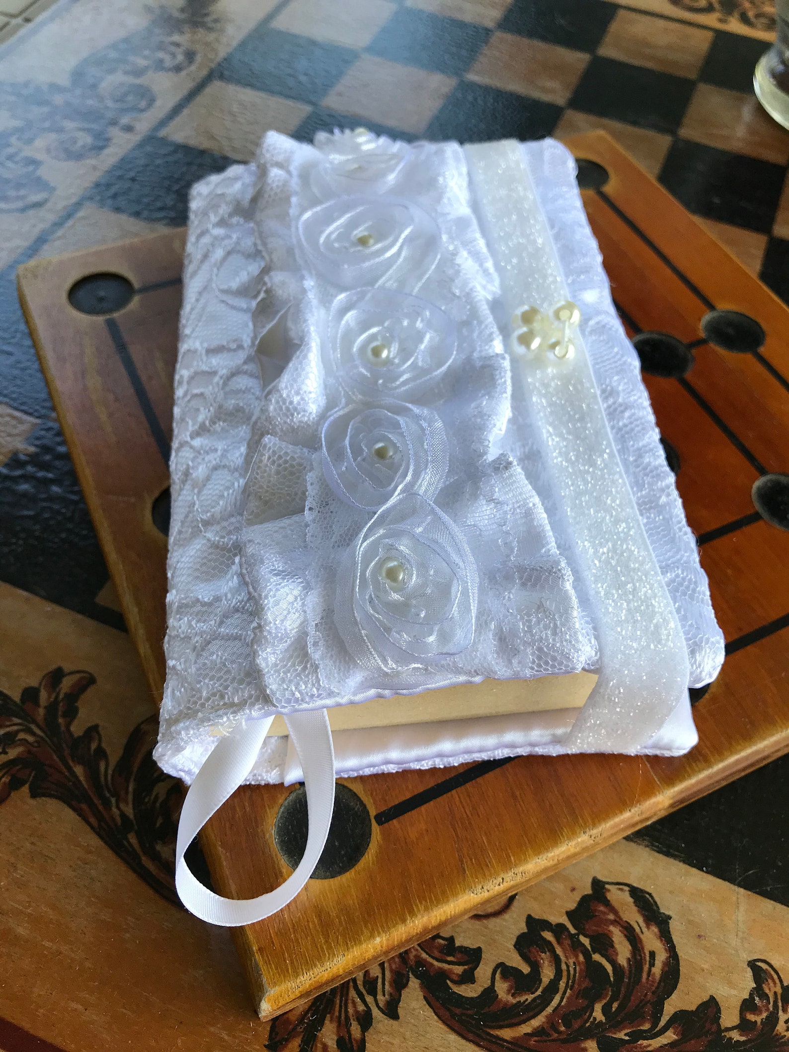 Beautiful Satin White and Lace Design Bible Cover ceremony | Etsy