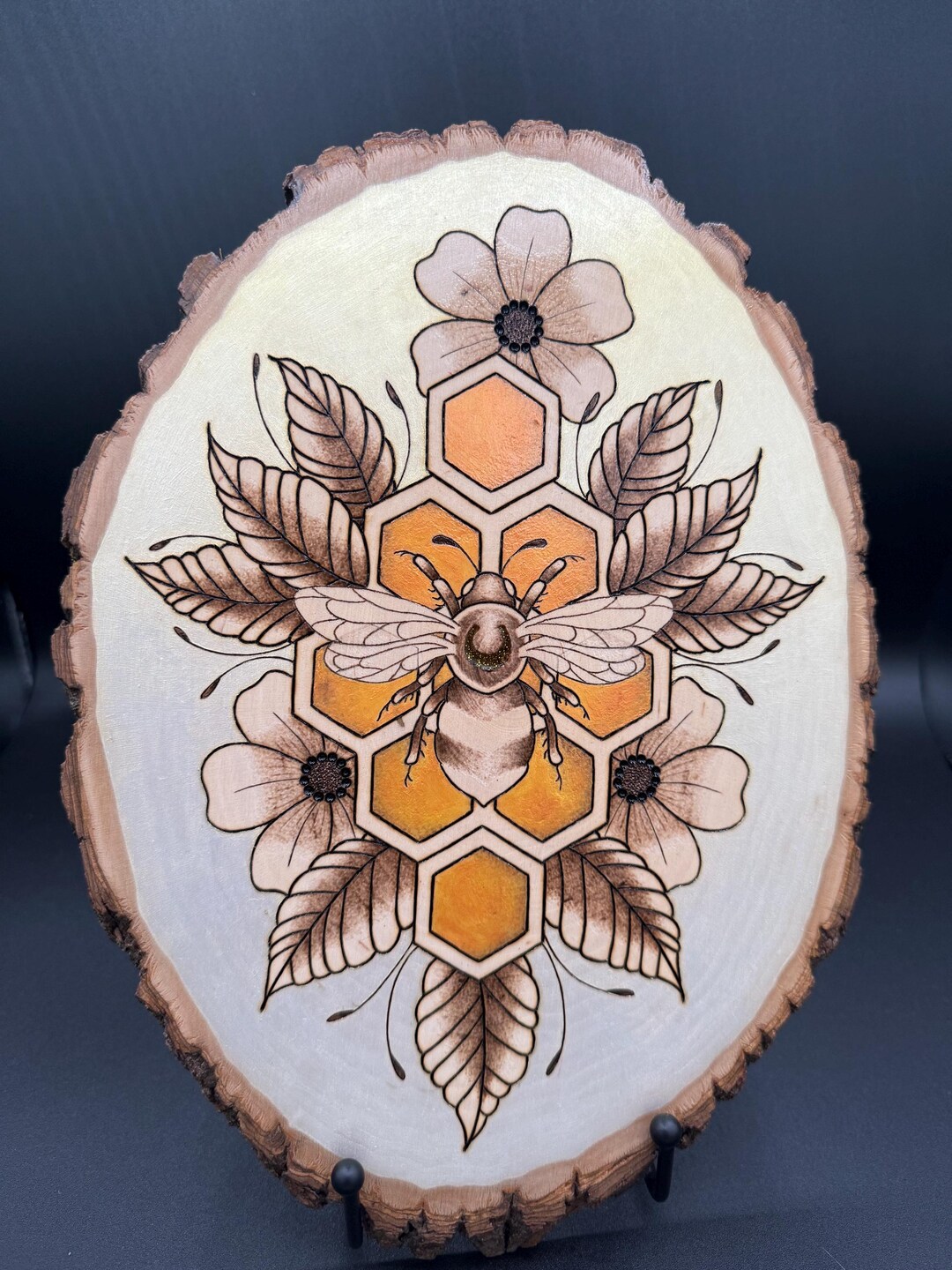 Iridescent Honeycomb Bee Wood Burning Art - Etsy