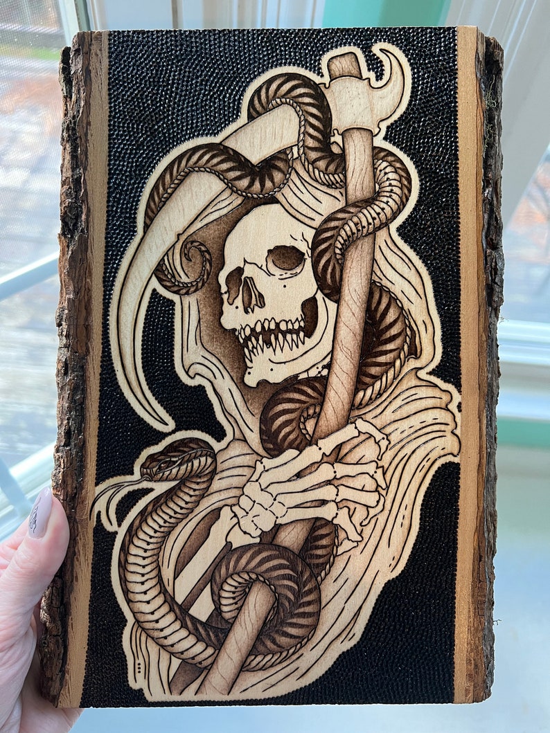 Grim Reaper Snake Wood Burning Art - Etsy