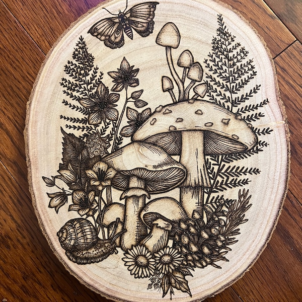 Mushroom Lady Wood Burning Art - Etsy