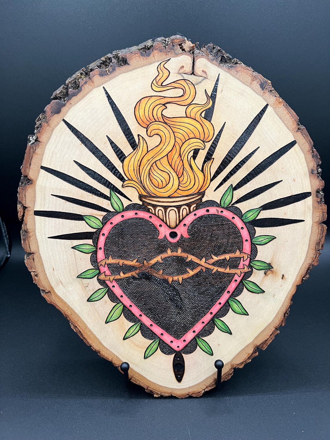 Sacred Heart Wood Burning Art - Etsy