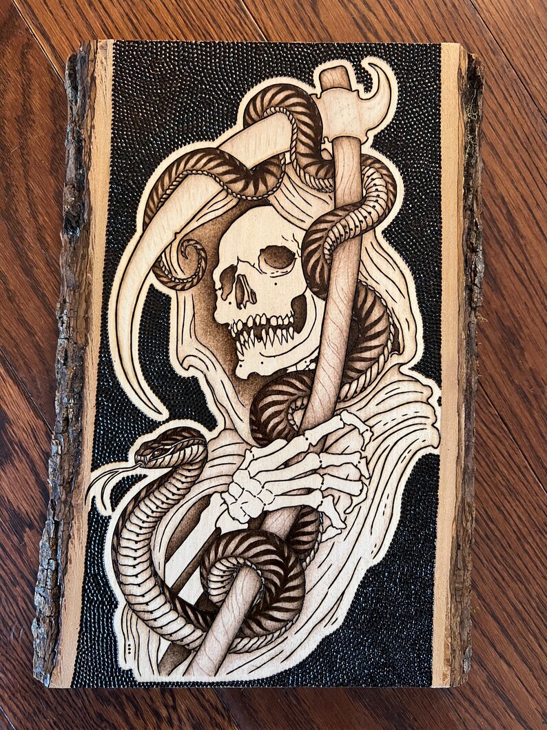 Grim Reaper Snake Wood Burning Art - Etsy