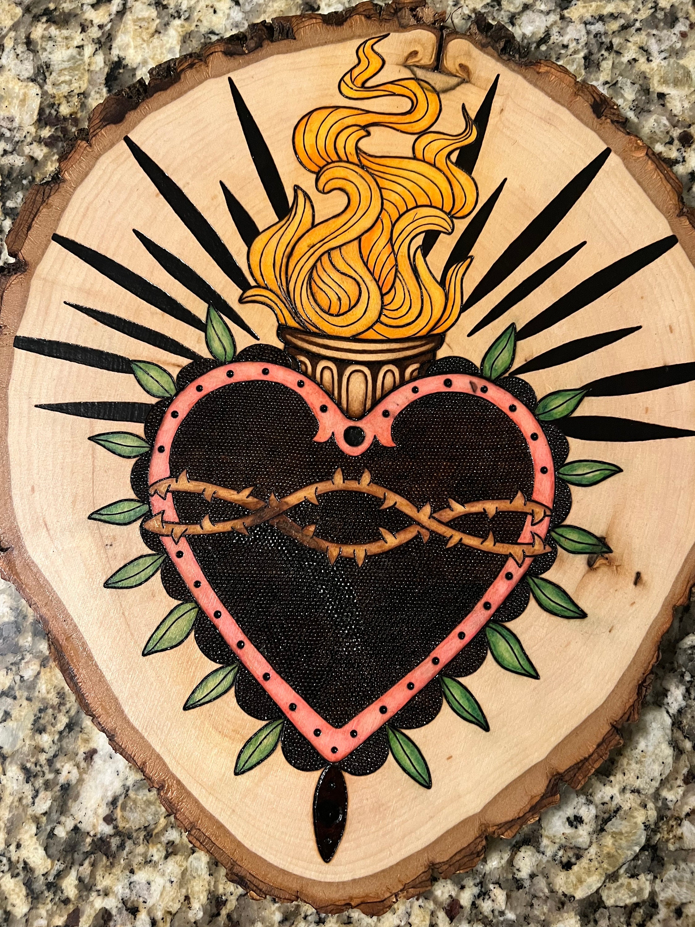 Sacred Heart Wood Burning Art - Etsy