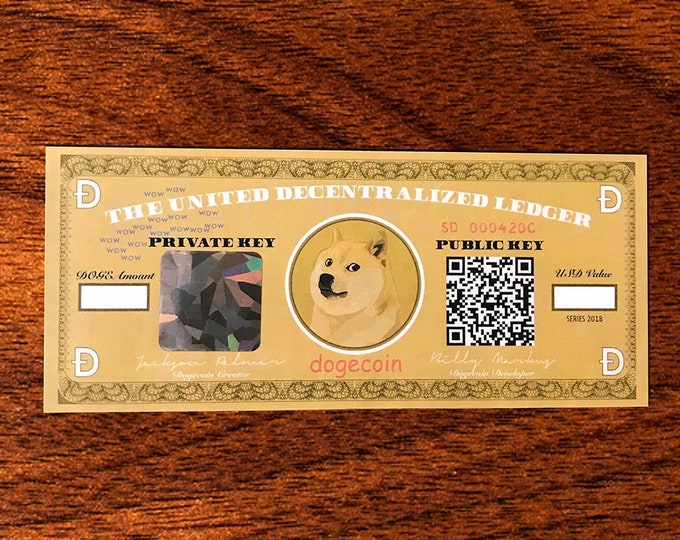 Dogecoin DOGE Paper Wallet / the ORIGINAL Dogecoin Dollar Bill - Etsy