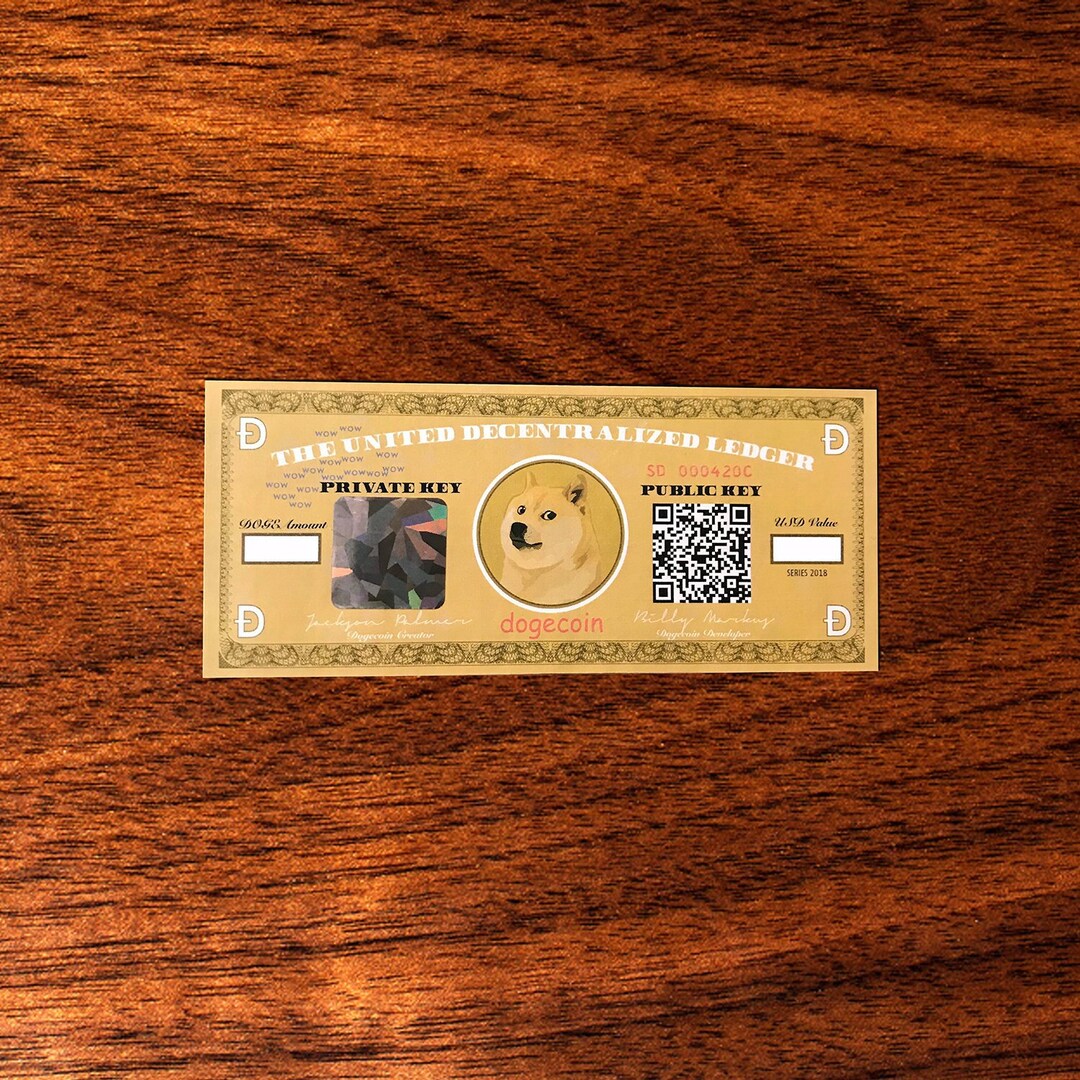 Dogecoin DOGE Paper Wallet / the ORIGINAL Dogecoin Dollar Bill - Etsy