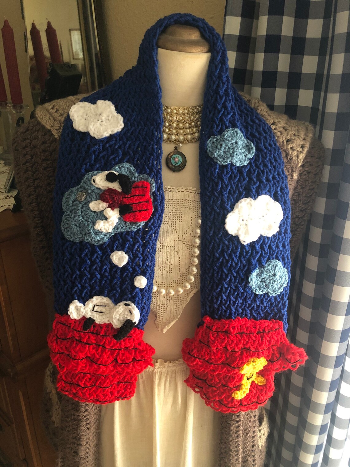 Inspired by Snoopy Woodstock Red Baron Joe Cool Scarves - Etsy