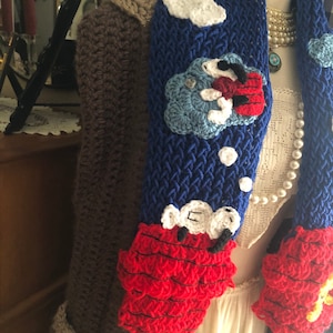 Inspired by Snoopy Woodstock Red Baron Joe Cool Scarves Peanuts Gang ...