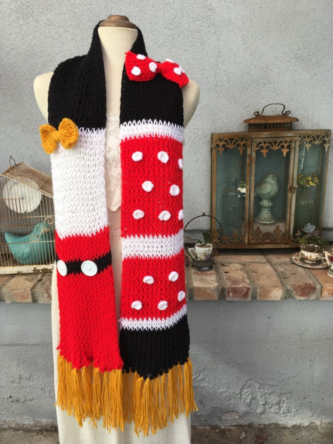 Inspired by Mickey Mouse and Minnie Mouse Scarf One on Each End Knit ...