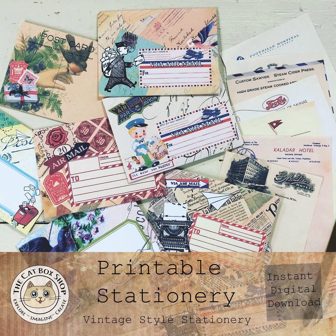 Printable Postal Vintage Style Pen Pal Letter Writing Stationery Set - Etsy