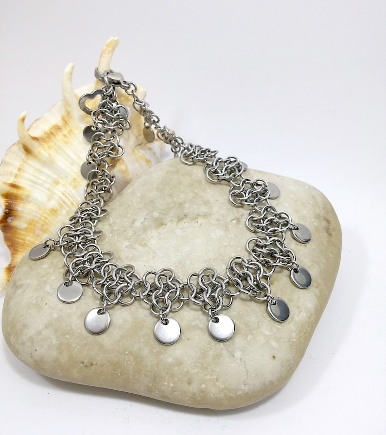 Made to Order Stainless Steel Chainmail Tiny Coins Anklet or - Etsy