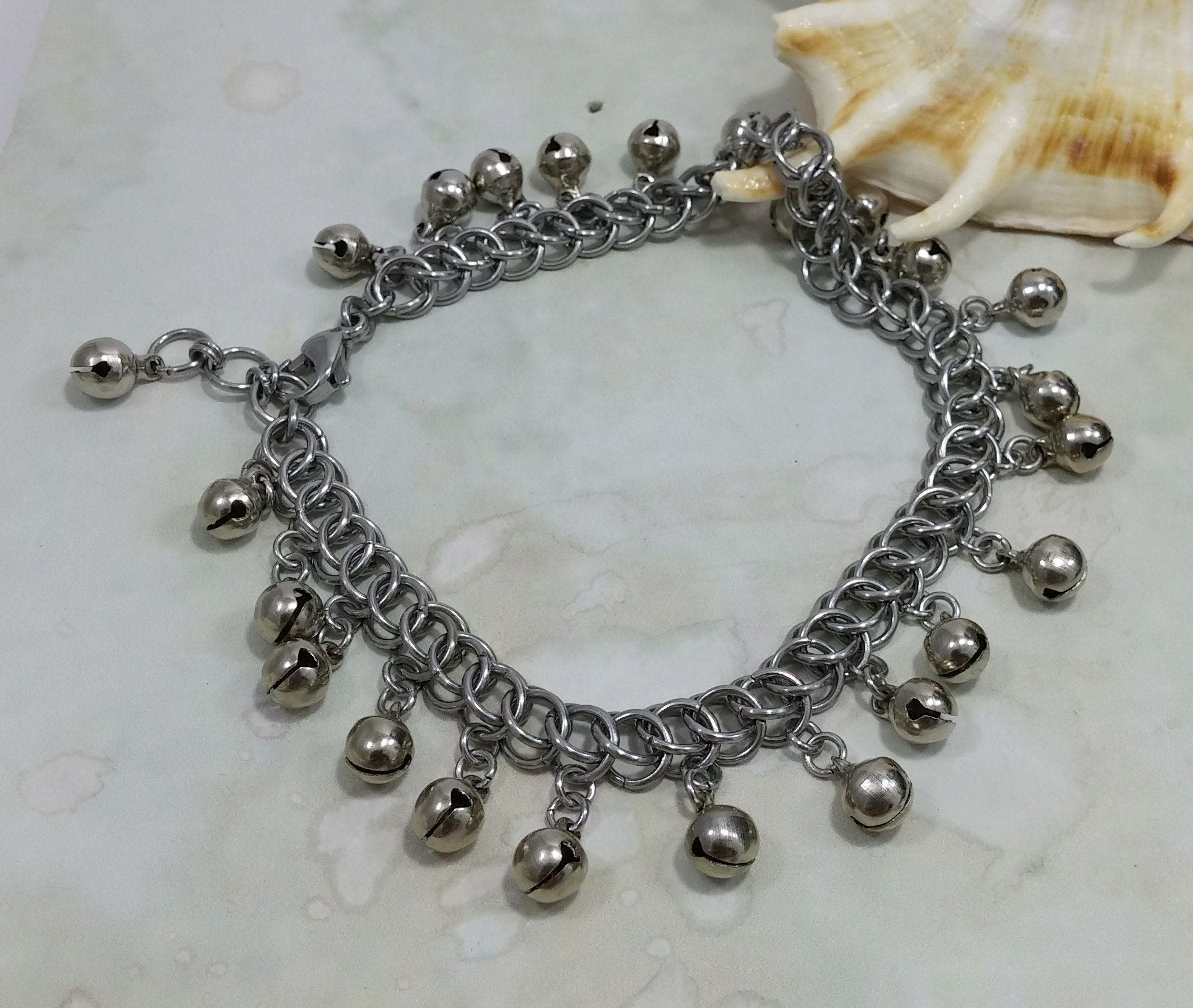 Stainless steel chainmail Jingle Bells Anklet or bracelet for | Etsy