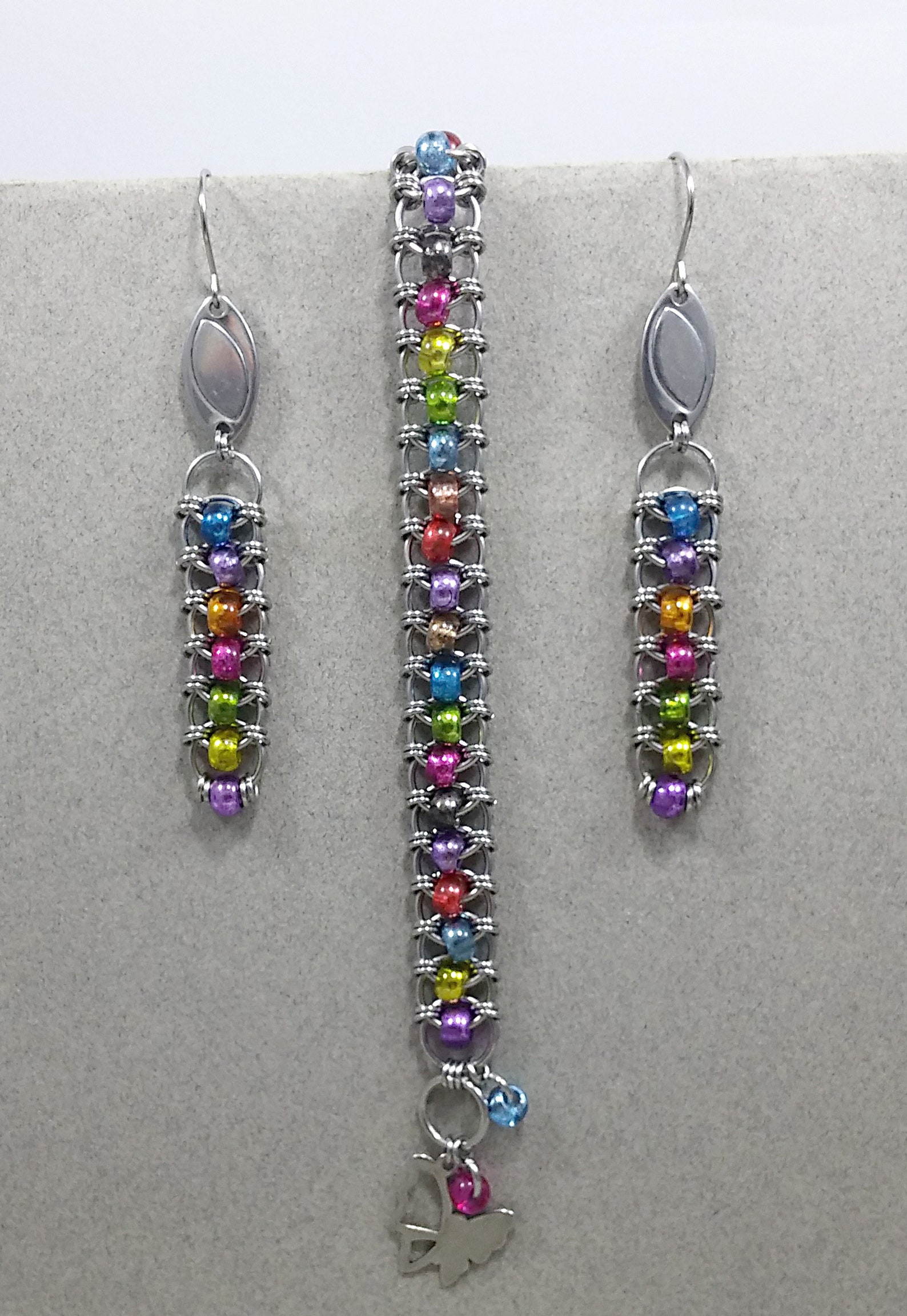 Purple Metallic Beaded Chainmaille Bracelet Stainless Steel - Etsy UK