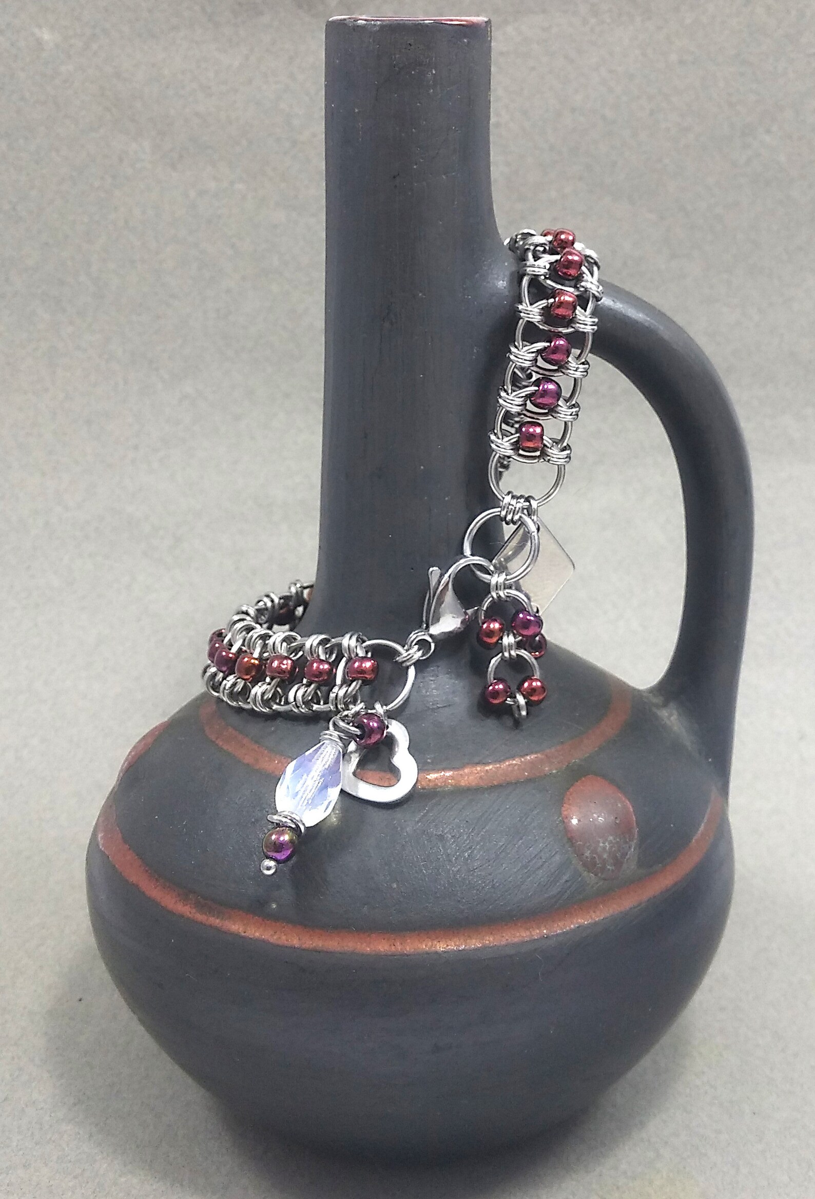 Purple Metallic Beaded Chainmaille Bracelet Stainless Steel - Etsy UK
