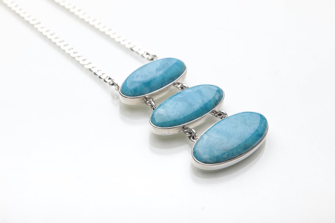 Blue Larimar Necklace Gretta Fine Silver Jewelry Women 16 Inch Necklace ...